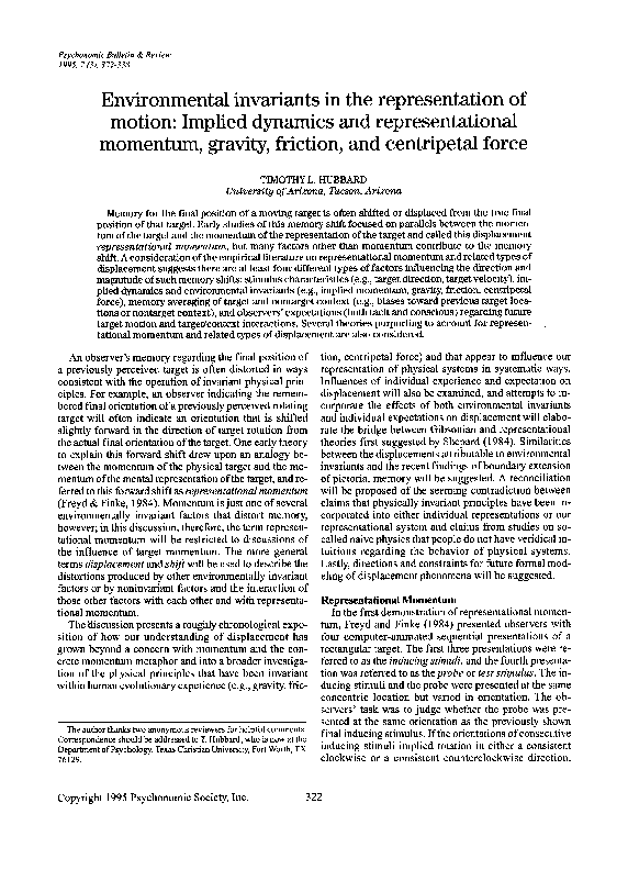 (PDF) Environmental invariants in the representation of motion: Implied ...