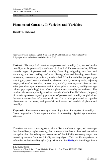 (PDF) Exploring Phenomenal Causality Types and Factors