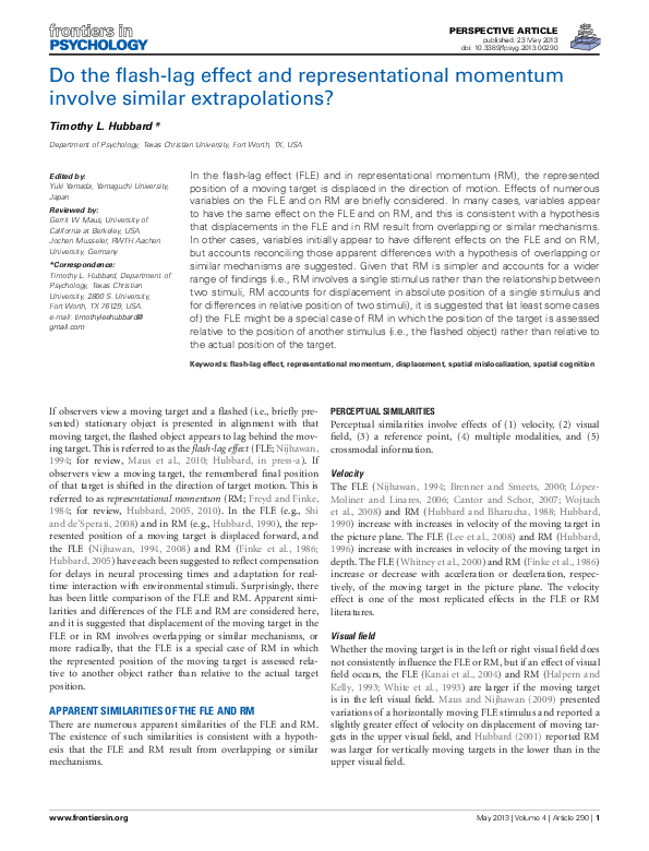 (PDF) Do the flash-lag effect and representational momentum involve ...