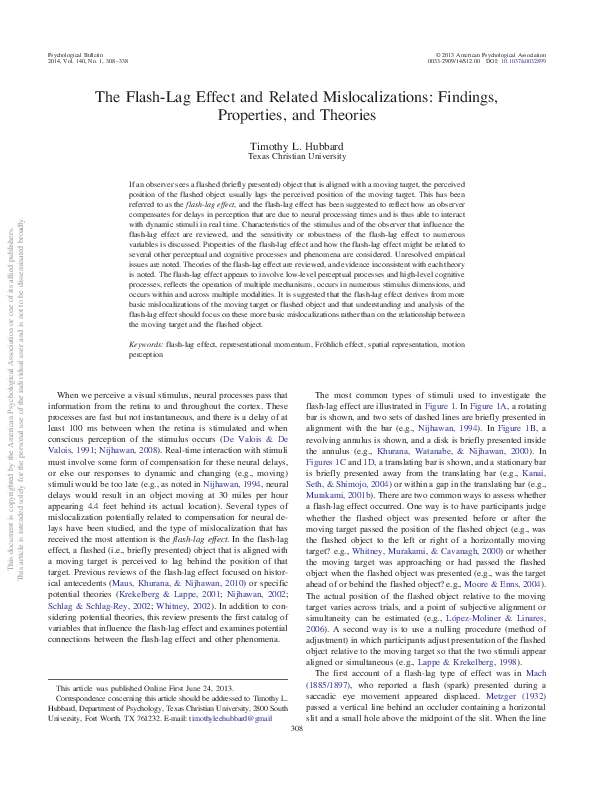 (PDF) The flash-lag effect and related mislocalizations: Findings, properties, and theories