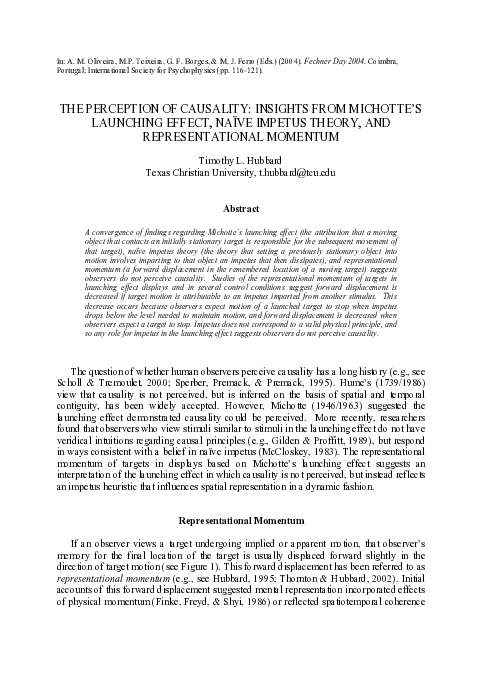 (PDF) The Perception of Causality: Insights from Michotte's Launching ...
