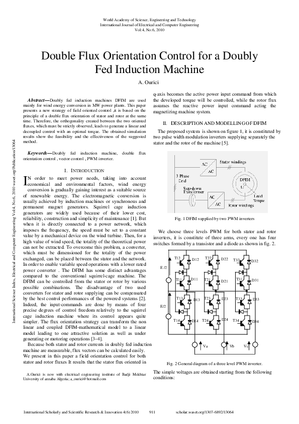 (PDF) Double flux orientation control for a doubly fed induction machine
