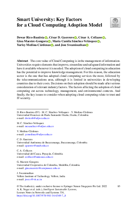 (PDF) Smart University: Key Factors for a Cloud Computing Adoption Model