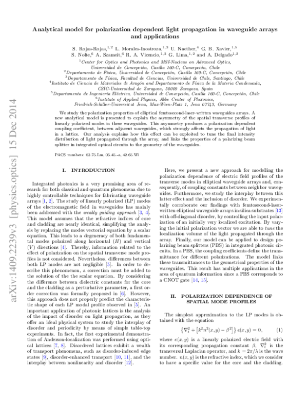 (PDF) Analytical model for waveguide light propagation and applications
