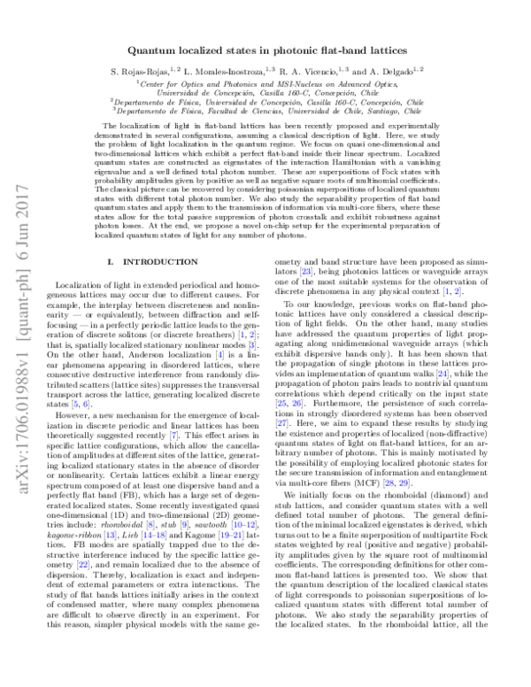 (PDF) Quantum localized states in photonic flat-band lattices