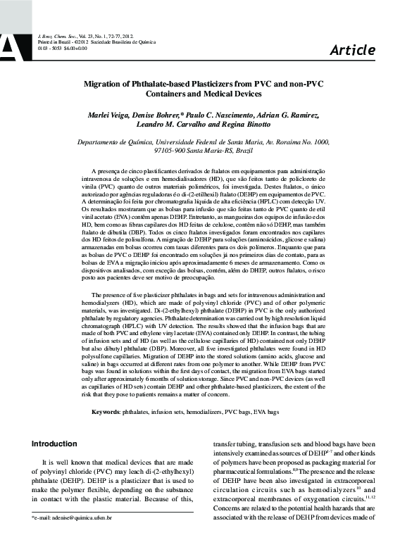 (PDF) Migration of phthalate-based plasticizers from PVC and non-PVC ...