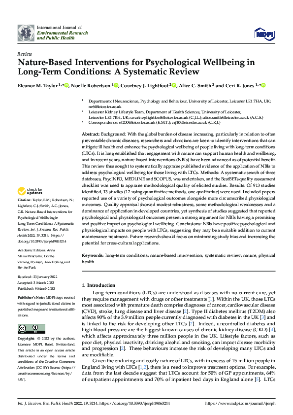 (PDF) Nature-Based Interventions for Psychological Wellbeing in Long ...