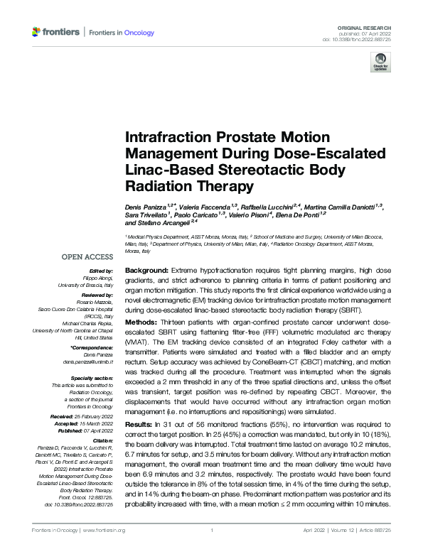 Pdf Intrafraction Prostate Motion Management During Dose Escalated Linac Based Stereotactic
