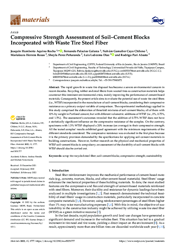 (PDF) Compressive Strength Assessment of Soil–Cement Blocks ...