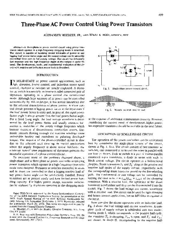(PDF) Three-Phase AC Power Control Using Power Transistors