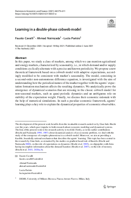 (PDF) Learning in a double-phase cobweb model