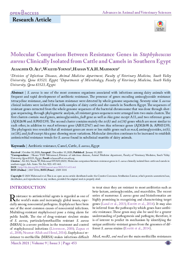 Pdf Molecular Comparison Between Resistance Genes In Staphylococcus Aureus Clinically Isolated