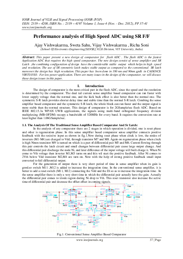 (PDF) Performance analysis of High Speed ADC using SR F/F