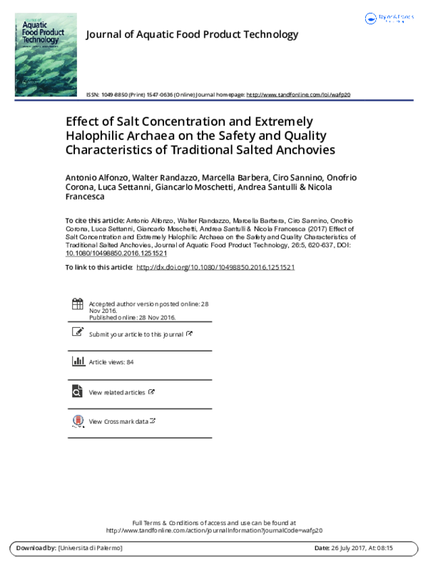 (PDF) Effect of Salt Concentration and Extremely Halophilic Archaea on ...