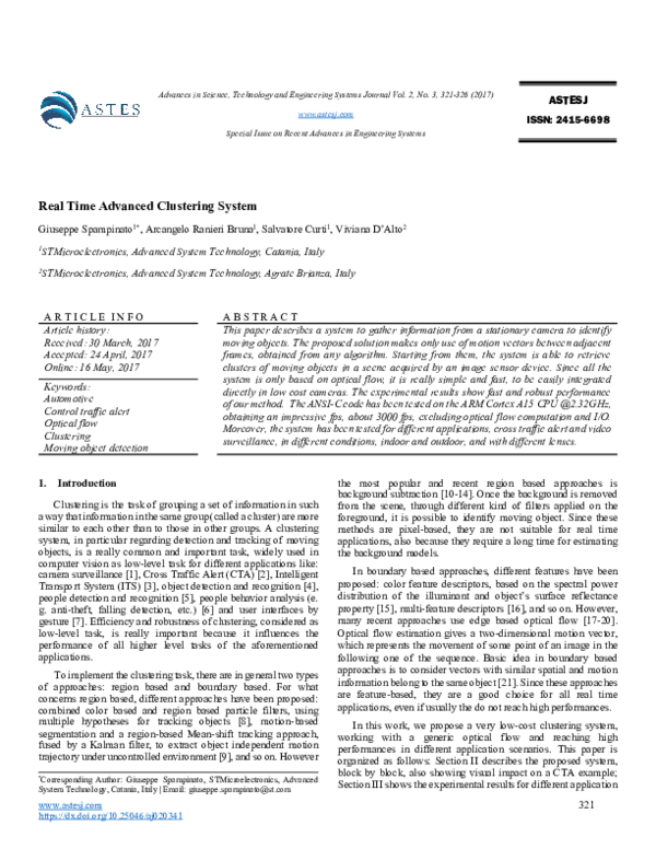 (PDF) Real Time Advanced Clustering System