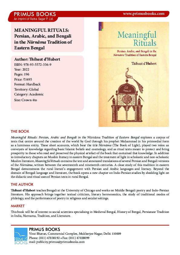 (PDF) Meaningful Rituals: Persian, Arabic, and Bengali in the Nūrnāma ...