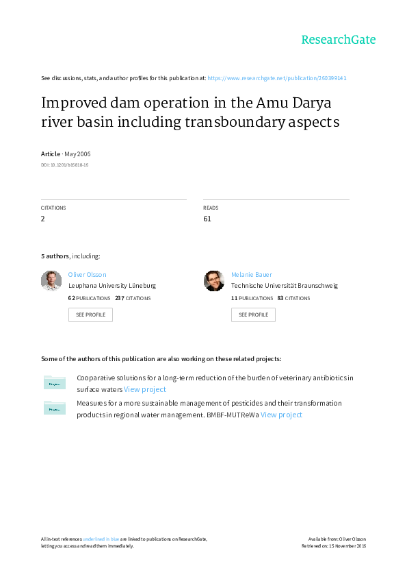 (PDF) Improved dam operation in the Amu Darya river basin including ...