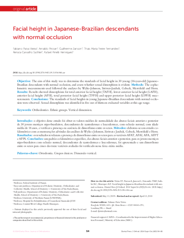Facial height in Japanese-Brazilian descendants with normal occlusion