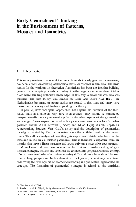 (PDF) Early Geometrical Thinking in the Environment of Patterns ...