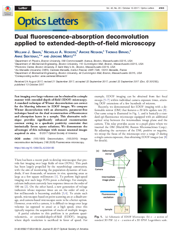 (PDF) Dual fluorescence-absorption deconvolution applied to extended-depth-of-field microscopy