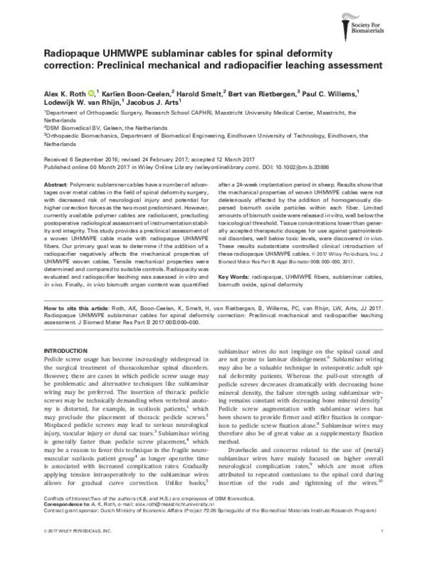 (PDF) Radiopaque UHMWPE sublaminar cables for spinal deformity ...