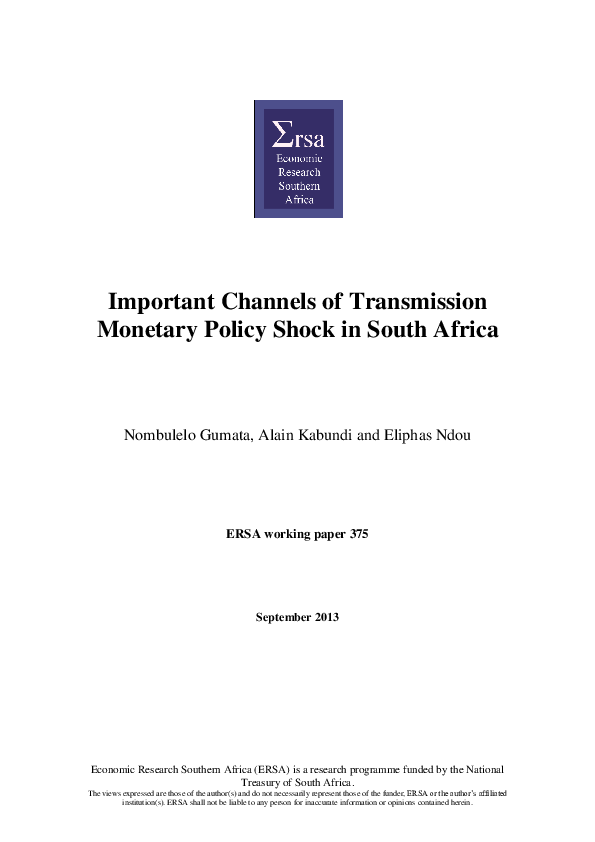 (PDF) Important channels of transmission monetary policy shock in South ...