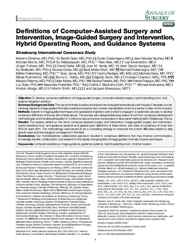 (PDF) Definitions of Computer-Assisted Surgery and Intervention, Image ...