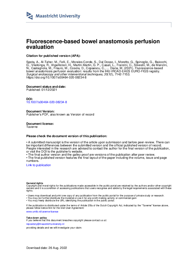 (PDF) Fluorescence‐based bowel anastomosis perfusion evaluation ...