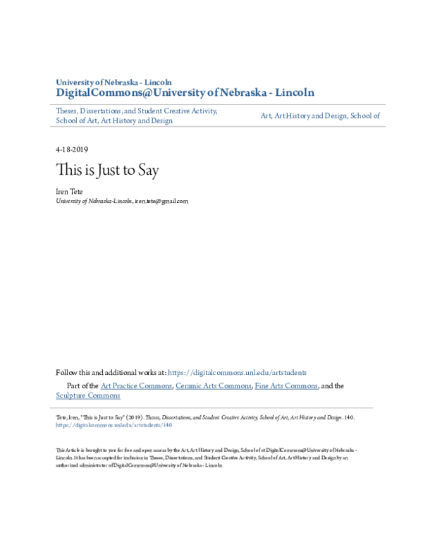 (PDF) “This Is Just to Say”