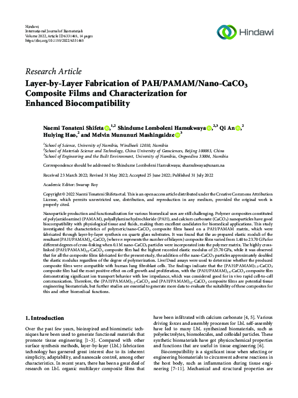 (PDF) Layer-by-Layer Fabrication of PAH/PAMAM/Nano-CaCO3 Composite Films and Characterization ...
