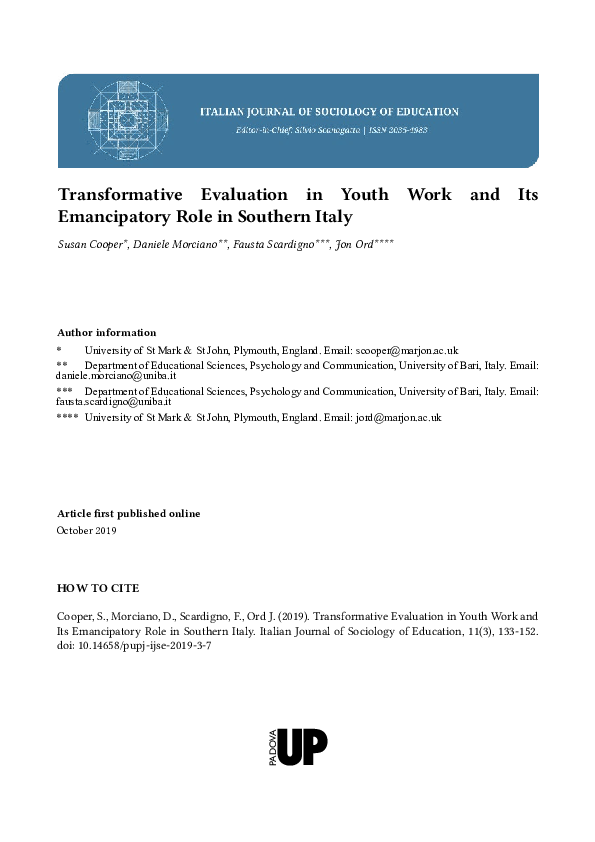 (PDF) An evaluation study of youth participation in youth work: a case ...