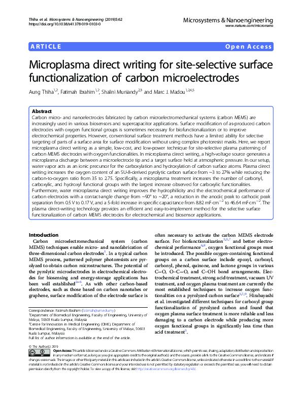 (PDF) Microplasma direct writing for site-selective surface ...