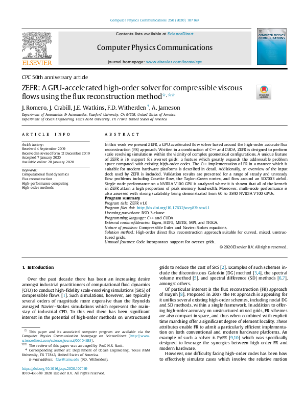 Pdf Zefr A Gpu Accelerated High Order Solver For Compressible Viscous Flows Using The Flux