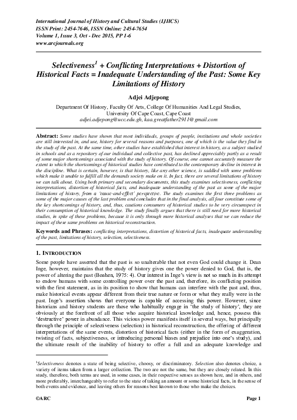 (PDF) + Conflicting Interpretations + Distortion of Historical Facts ...