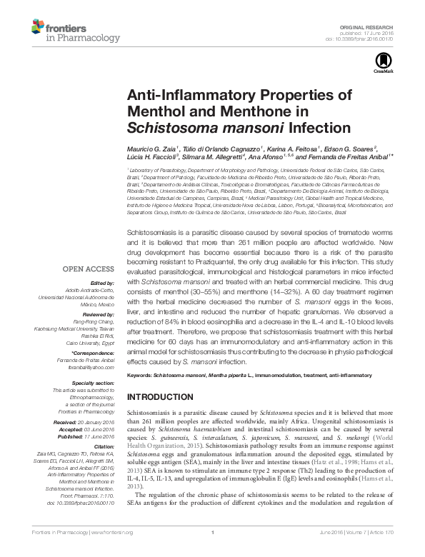 (PDF) Anti-Inflammatory Properties of Menthol and Menthone in ...