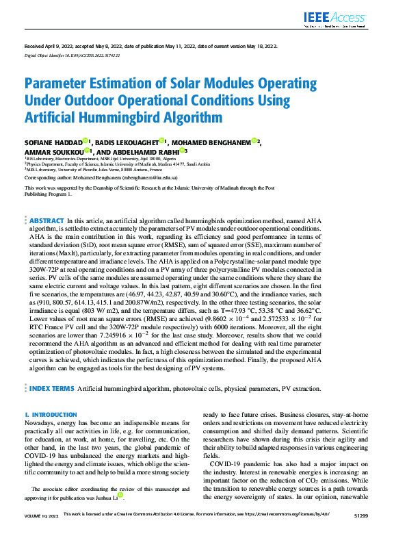 (PDF) Parameter Estimation of Solar Modules Operating Under Outdoor Operational Conditions Using ...