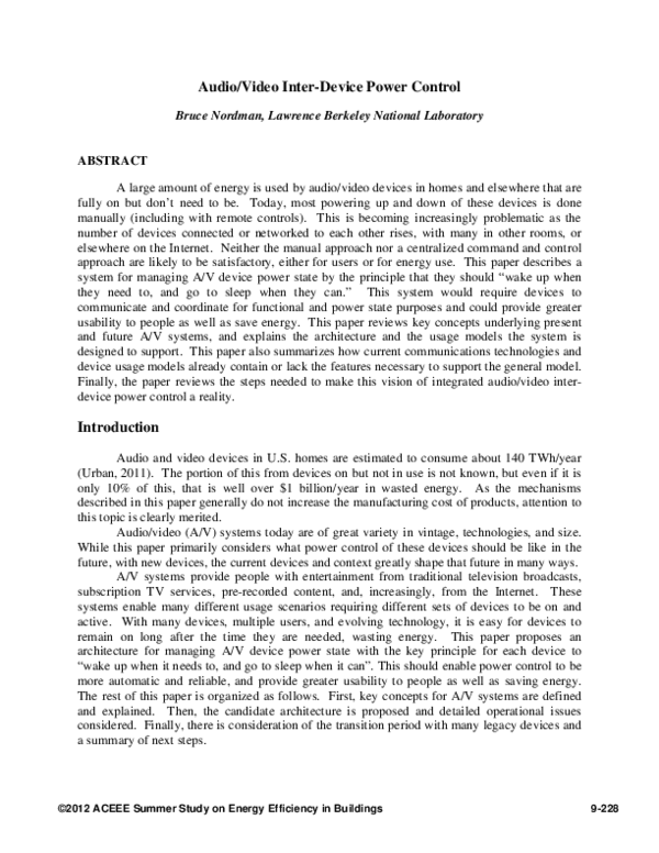 (PDF) Audio/Video Inter-Device Power Control