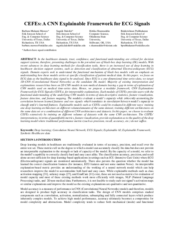 (PDF) CEFEs: A CNN Explainable Framework for ECG Signals
