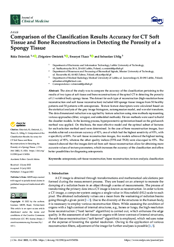 Pdf Comparison Of The Classification Results Accuracy For Ct Soft