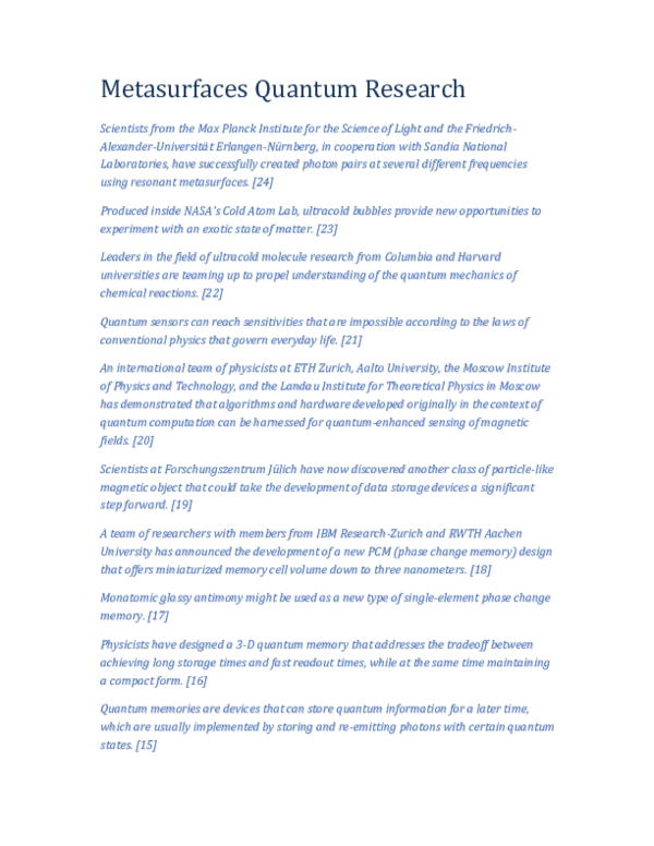 (PDF) Metasurfaces Quantum Research