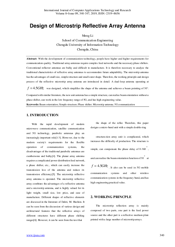(PDF) Design of Microstrip Reflective Array Antenna