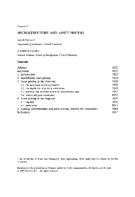 (PDF) Chapter 17 Microstructure and asset pricing