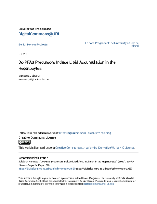 (PDF) Do PFAS Precursors Induce Lipid Accumulation in the Hepatocytes
