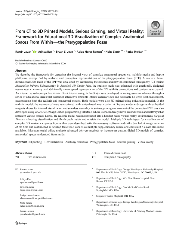 Pdf From Ct To 3d Printed Models Serious Gaming And Virtual Reality