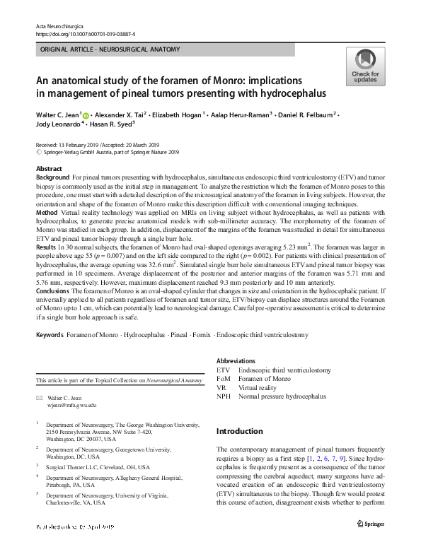 (PDF) An anatomical study of the foramen of Monro: implications in ...