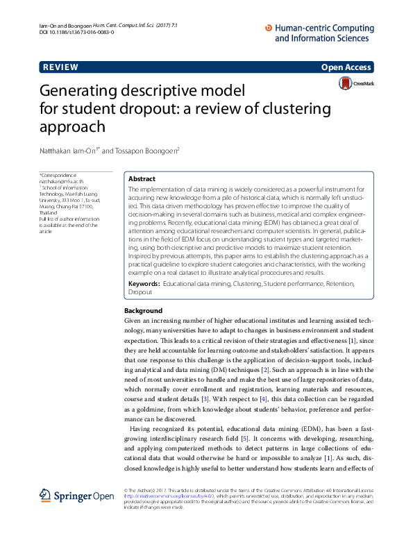(PDF) Generating descriptive model for student dropout: a review of ...