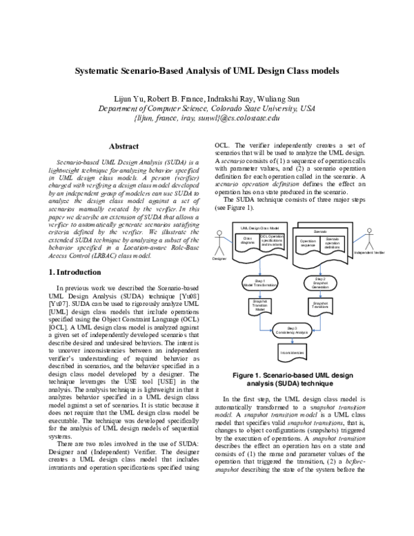 Pdf Scenario Based Static Analysis Of Uml Class Models Indrakshi Ray