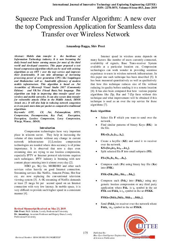 (PDF) Squeeze Pack and Transfer Algorithm: A new over the top ...