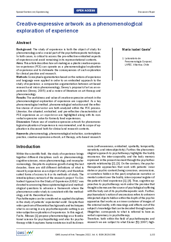 (PDF) Creative-expressive artwork as a phenomenological exploration of ...
