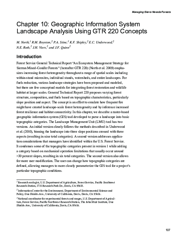 (PDF) Chapter 10: Geographic information system landscape analysis ...